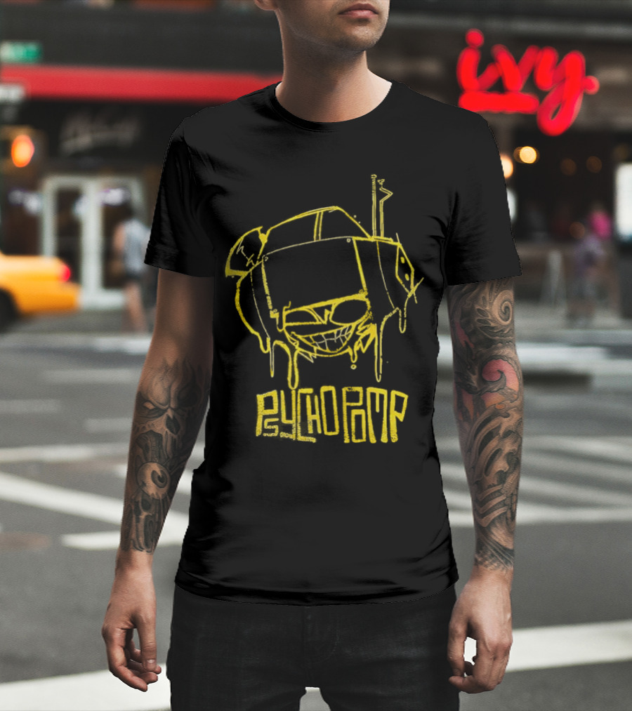 Psychedelic Psychopomp Melting Skeleton Face With Dripping Yellow Outline T-Shirt