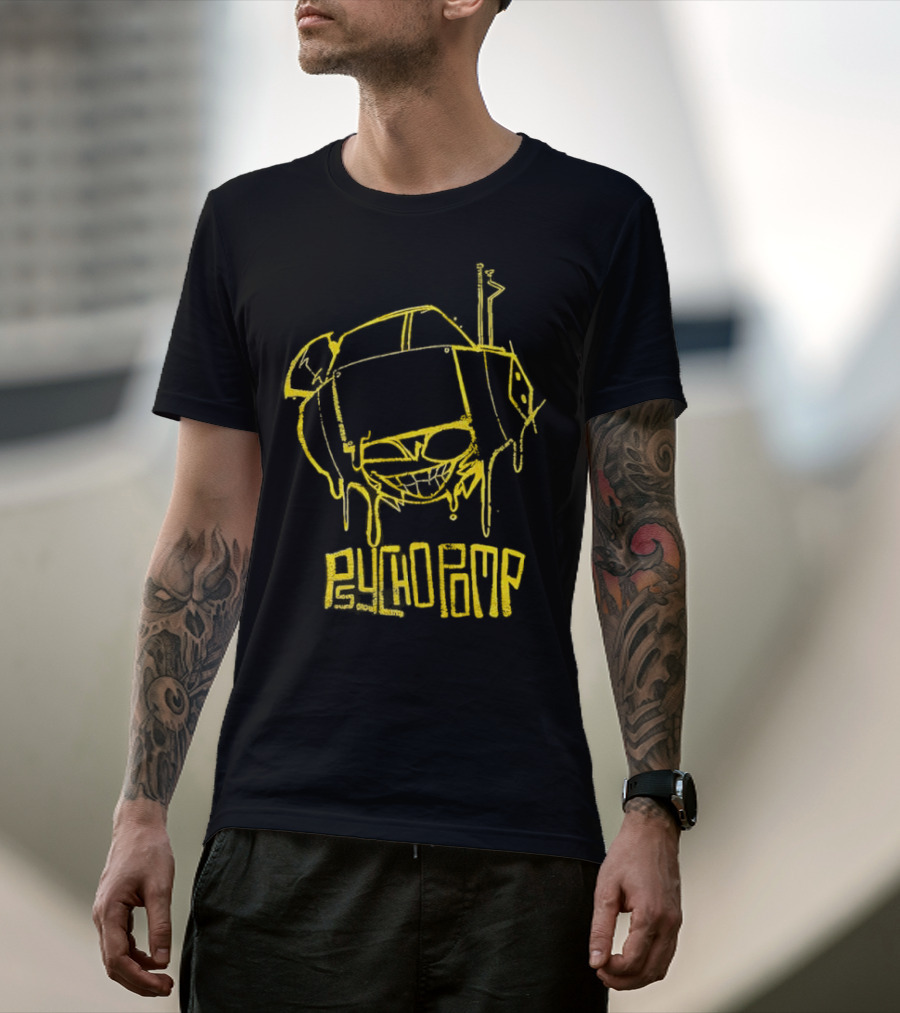 Psychedelic Psychopomp Melting Skeleton Face With Dripping Yellow Outline T-Shirt