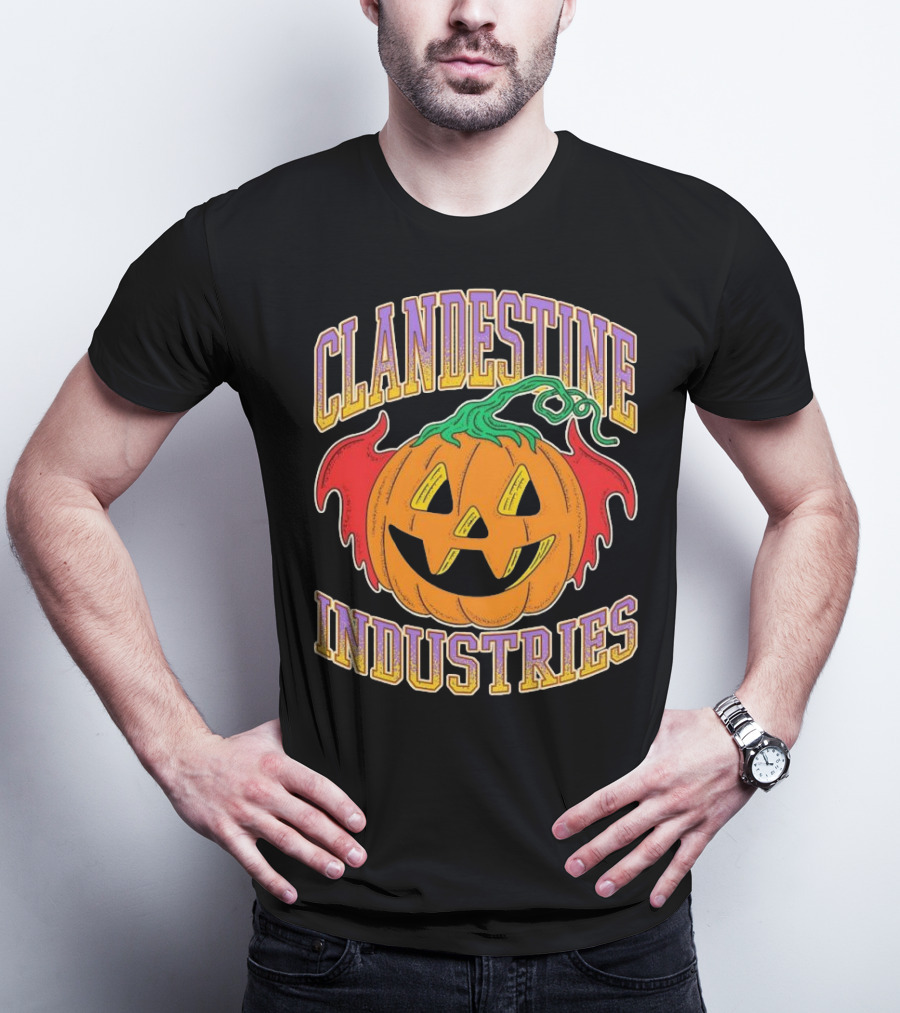 Clandestine Industries Halloween Bat Pumpkin T-Shirt