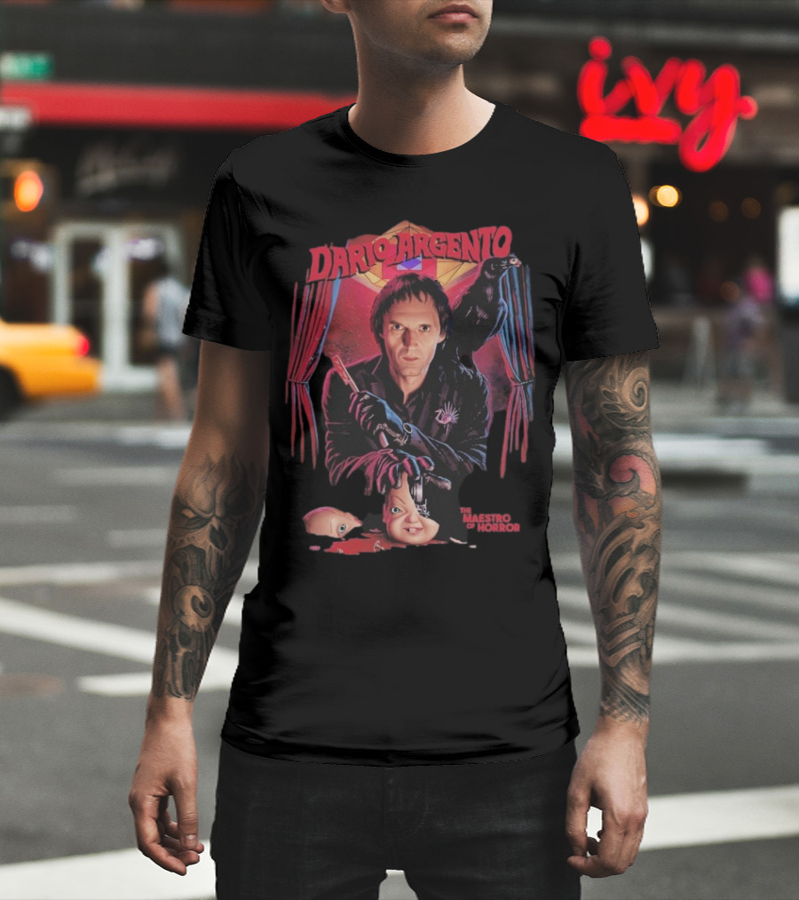 Dario Argento The Maestro Of Horror With Dark Raven And Creepy Doll Head T-Shirt