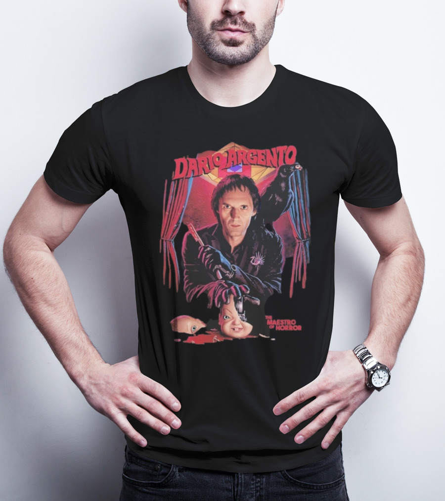 Dario Argento The Maestro Of Horror With Dark Raven And Creepy Doll Head T-Shirt