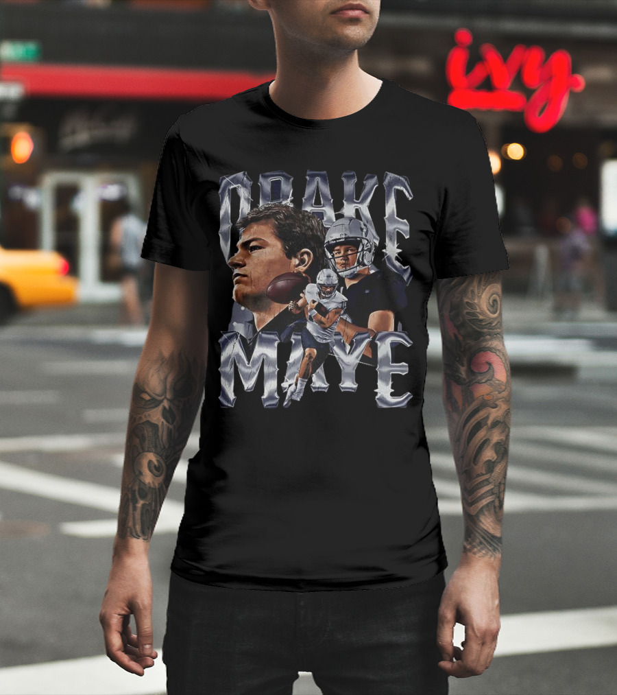 Drake Maye Football Player Vintage Bling Style T-Shirt