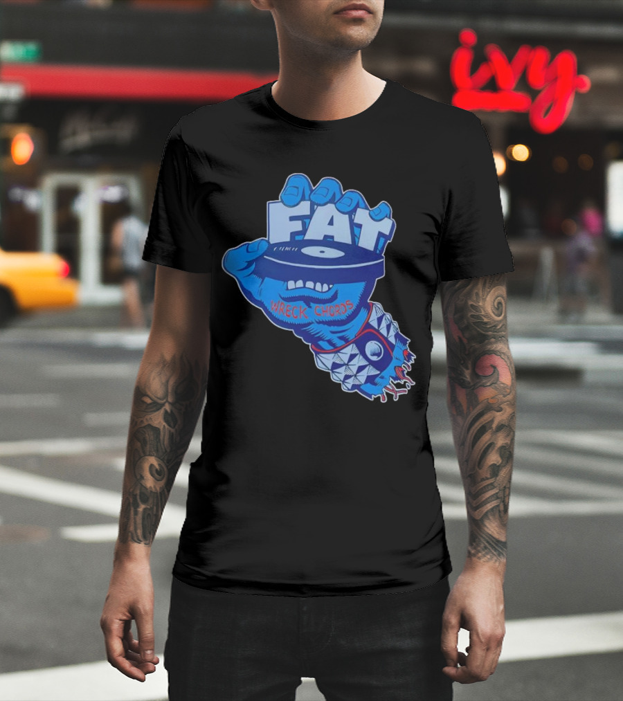 Fat Wreck Chords Blue Zombie Hand Record Design T-Shirt