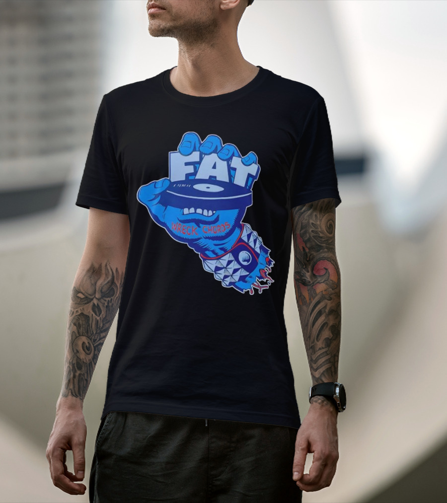 Fat Wreck Chords Blue Zombie Hand Record Design T-Shirt