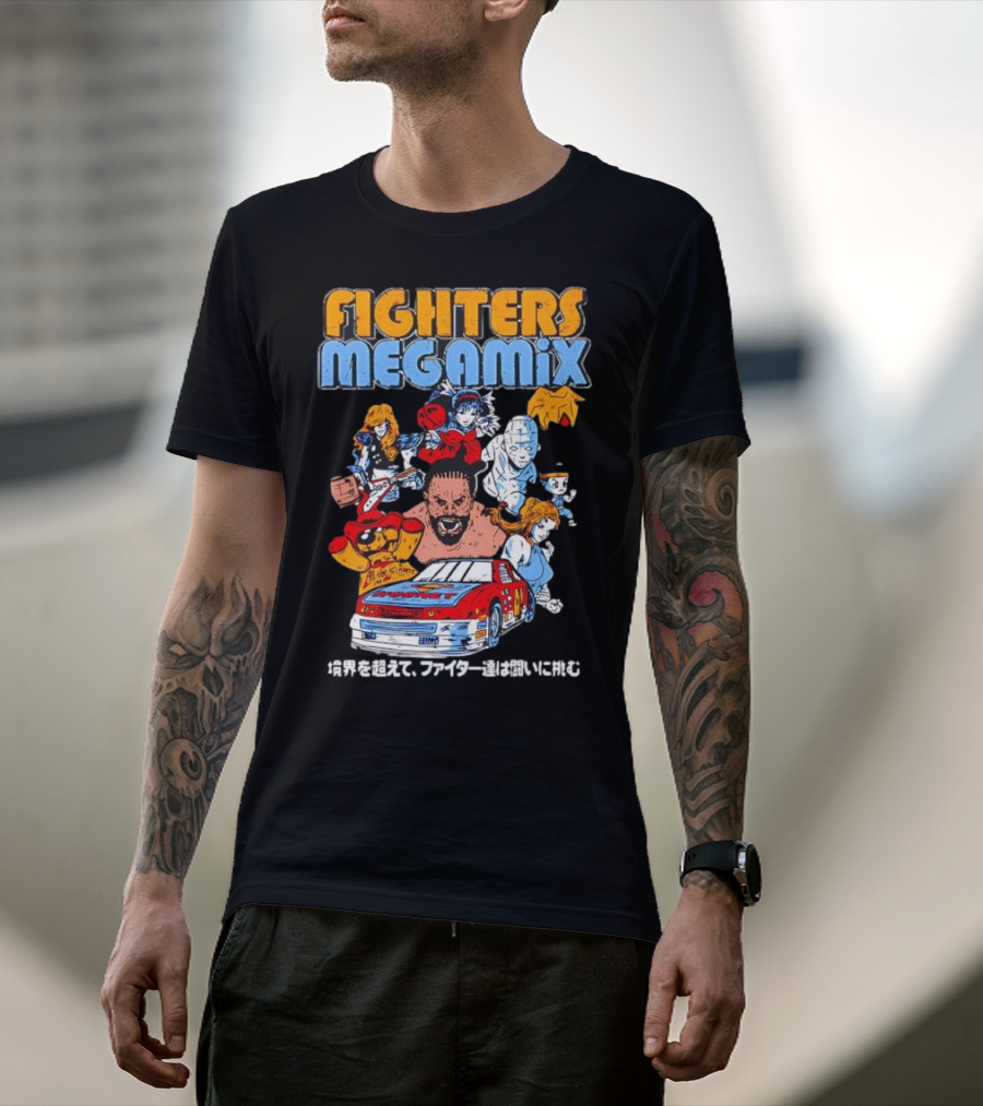 Fighters Megamix 1996 Video Game Classic Characters And Car Japan Edition T-Shirt