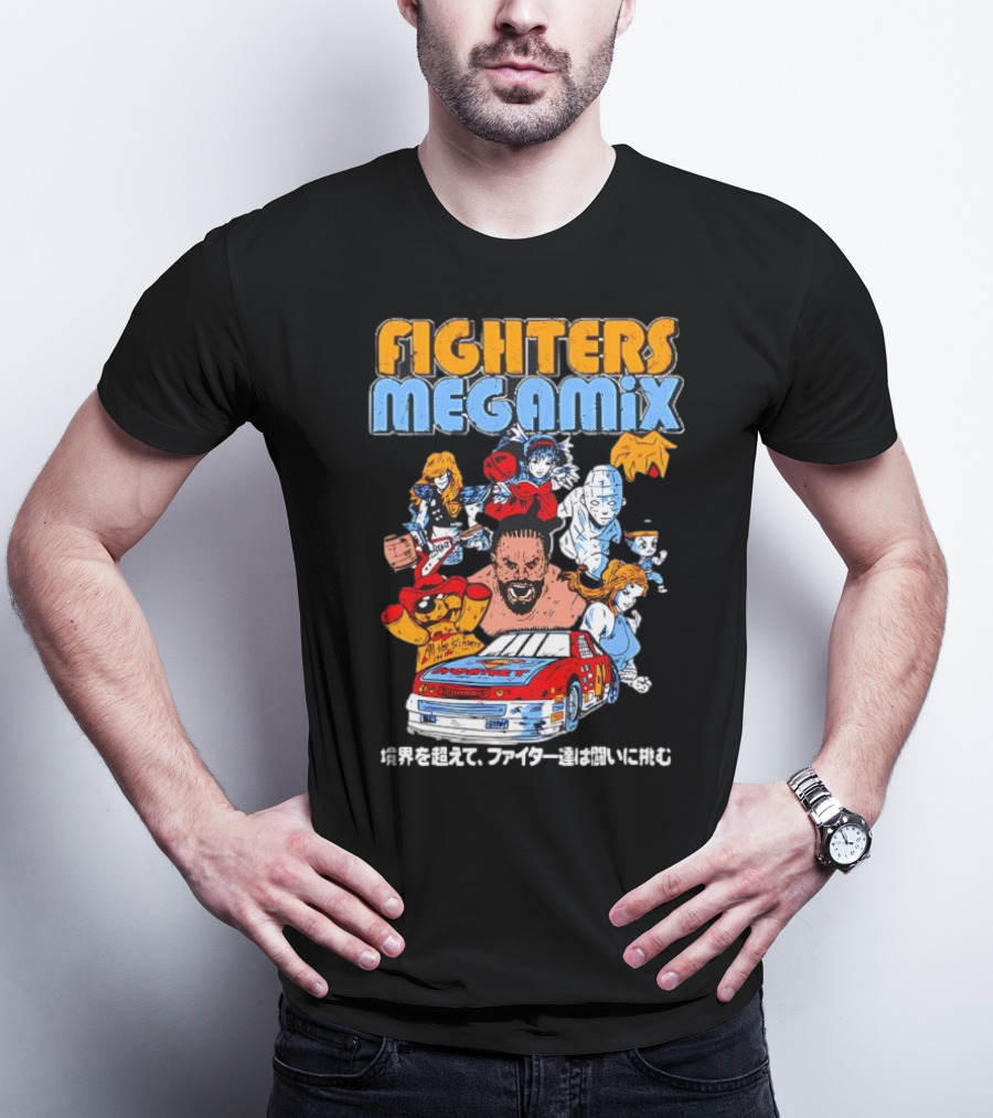 Fighters Megamix 1996 Video Game Classic Characters And Car Japan Edition T-Shirt