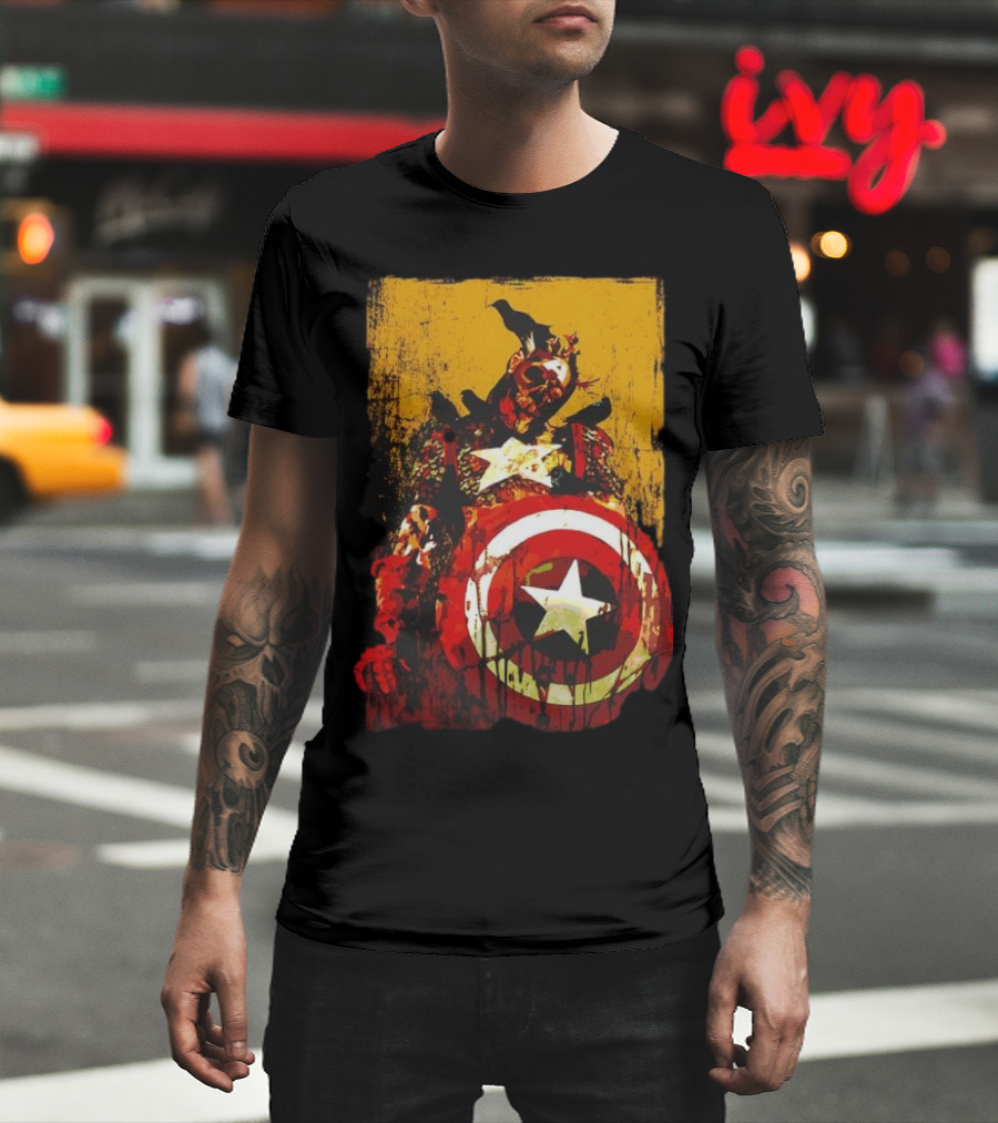 Marvel Zombies Captain America With Crows And Shield T-Shirt
