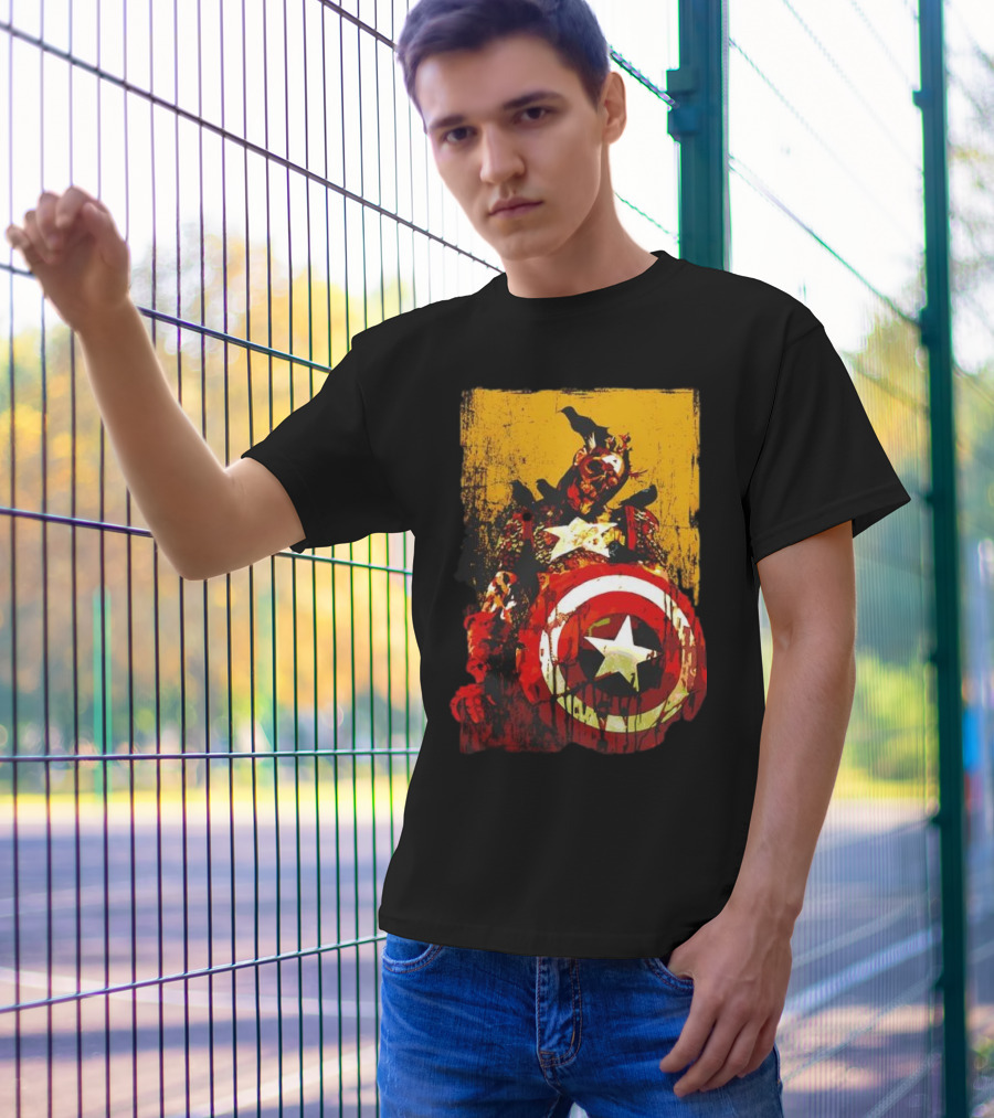 Marvel Zombies Captain America With Crows And Shield T-Shirt