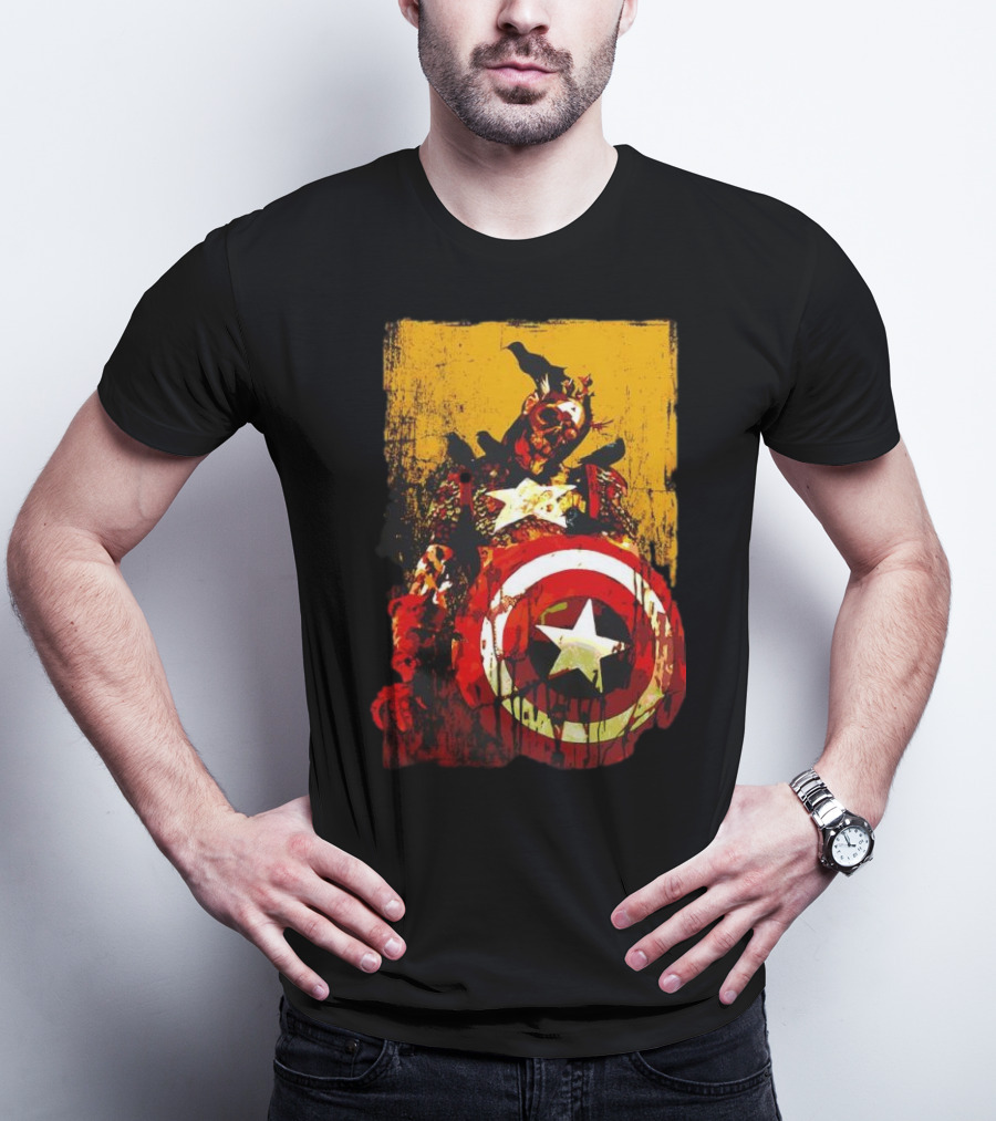 Marvel Zombies Captain America With Crows And Shield T-Shirt