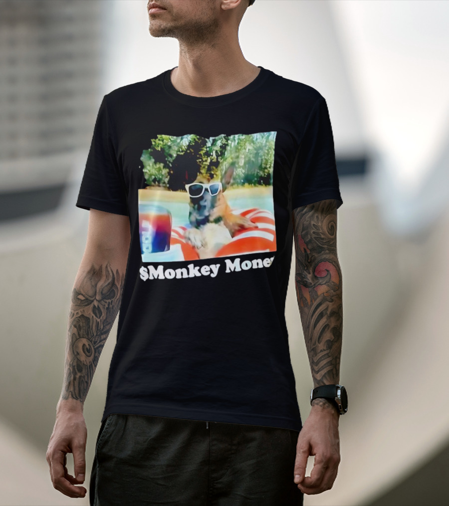 Monkey Money Dog German Shepherd Sunglasses Pool Float Chill T-Shirt