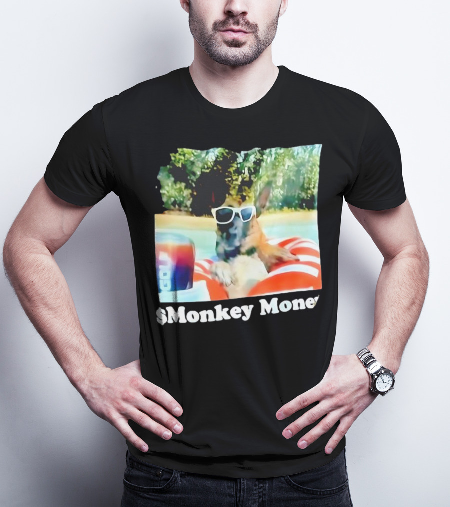 Monkey Money Dog German Shepherd Sunglasses Pool Float Chill T-Shirt
