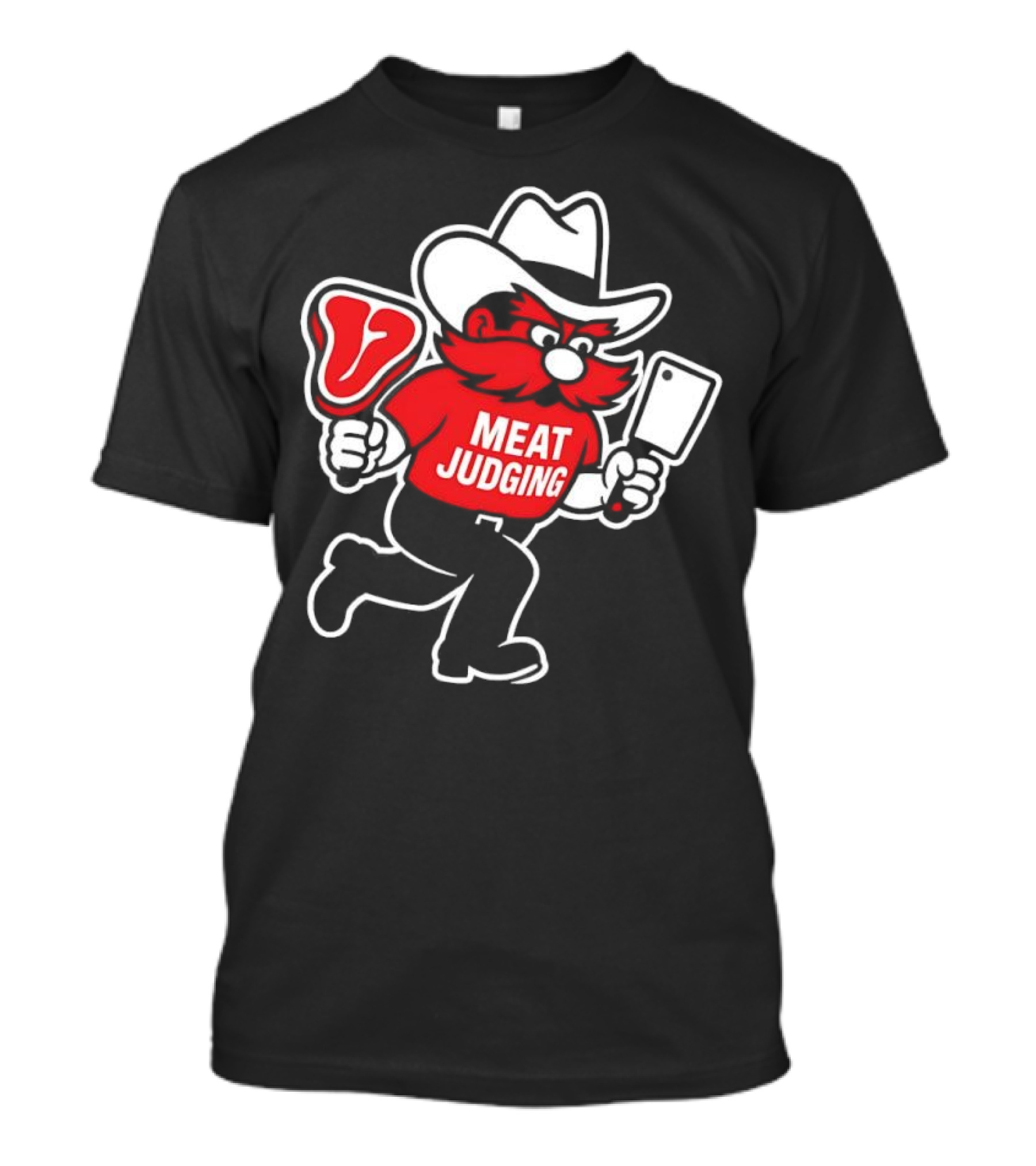 Raider Red Meat Judging Steak Cleaver Cowboy Hat T-Shirt