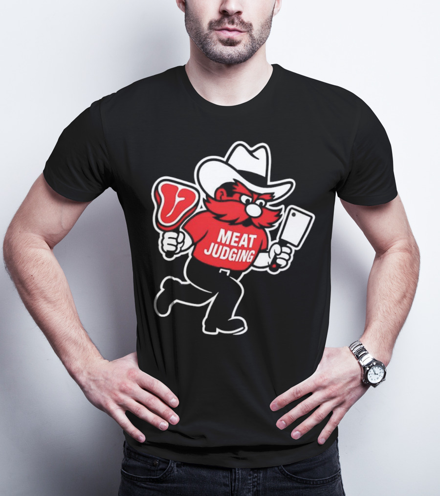 Raider Red Meat Judging Steak Cleaver Cowboy Hat T-Shirt