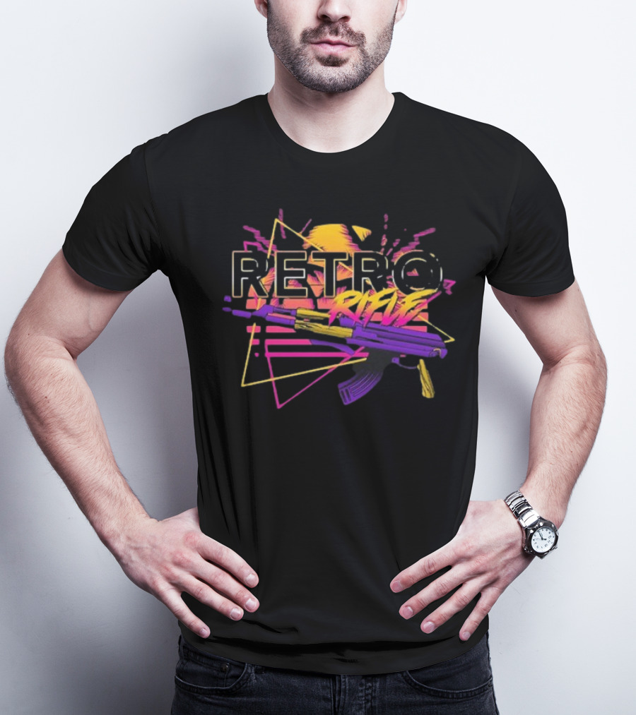 Retro Rifle Graffiti AK-47 Neon Aesthetic T-Shirt