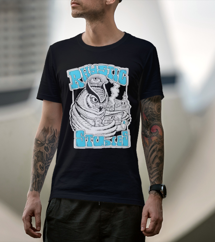 Rhystic Studies Owl Smoking Pipe Reading Book Goldsaber Collaboration T-Shirt