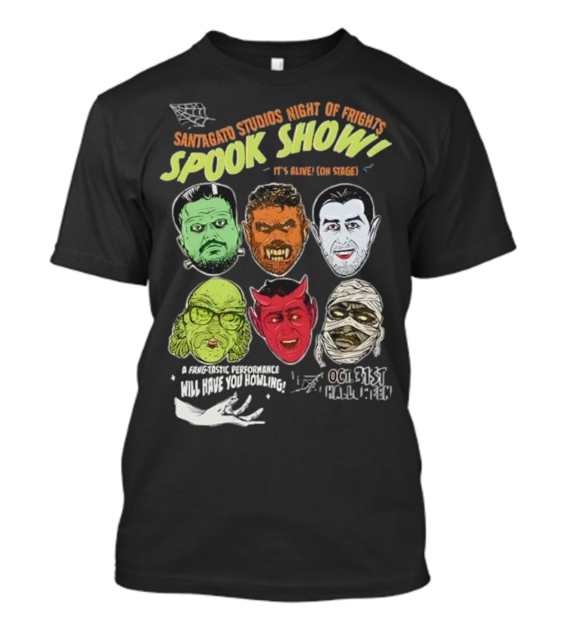 Santagato Studios Night Of Frights Spook Show Monster Mash Live On Stage T-Shirt