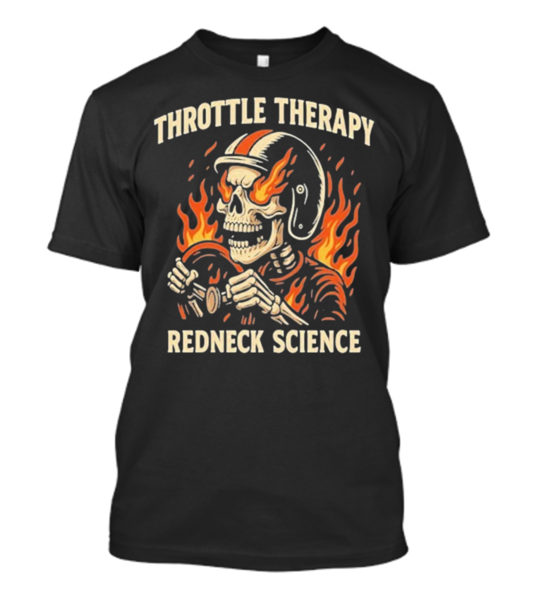 Throttle Therapy Redneck Science Flaming Skeleton T-Shirt