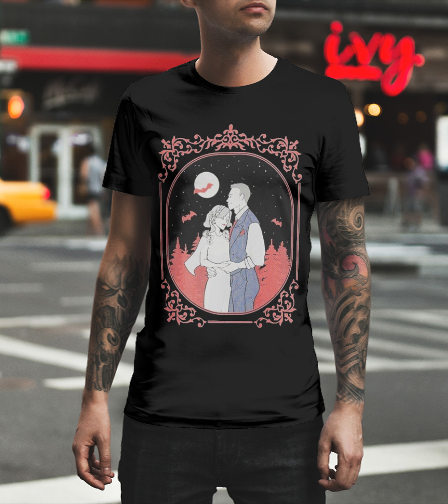 Ali Hazelwood’s Bride And Groom Halloween Romance Under Moonlight T-Shirt