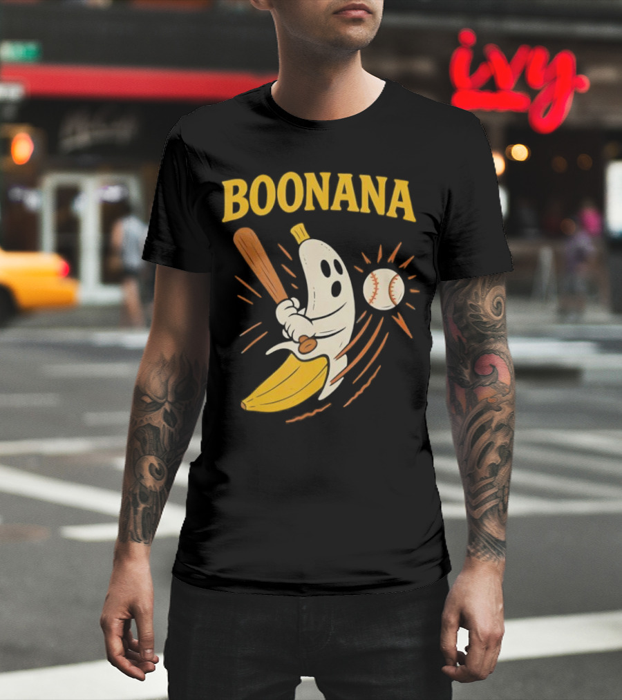 Boonana Baseball Funny Halloween Ghost Banana Costume T-Shirt