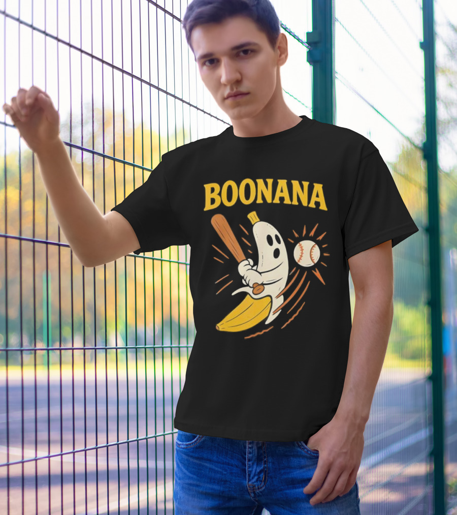 Boonana Baseball Funny Halloween Ghost Banana Costume T-Shirt