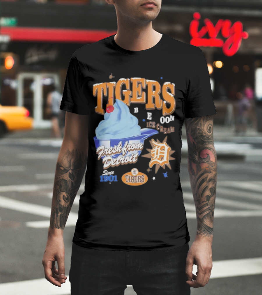 Tigers Blue Moon Ice Cream Fresh From Detroit Since 1901 T-Shirt