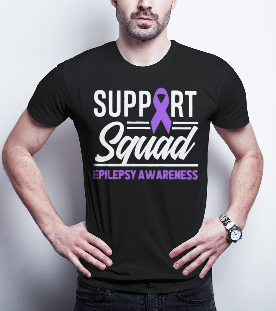 Support Squad Epilepsy Awareness Purple Ribbon T-Shirt