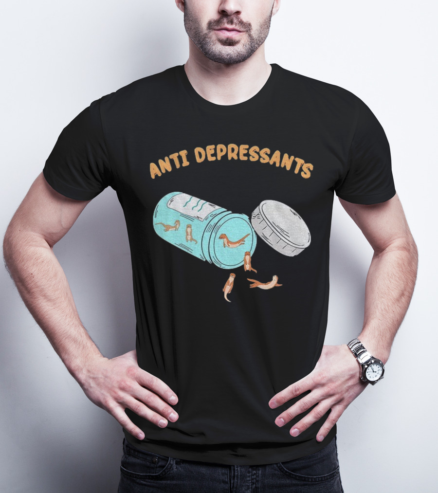Anti Depressants Otter Pill Bottle Twist Fun T-Shirt