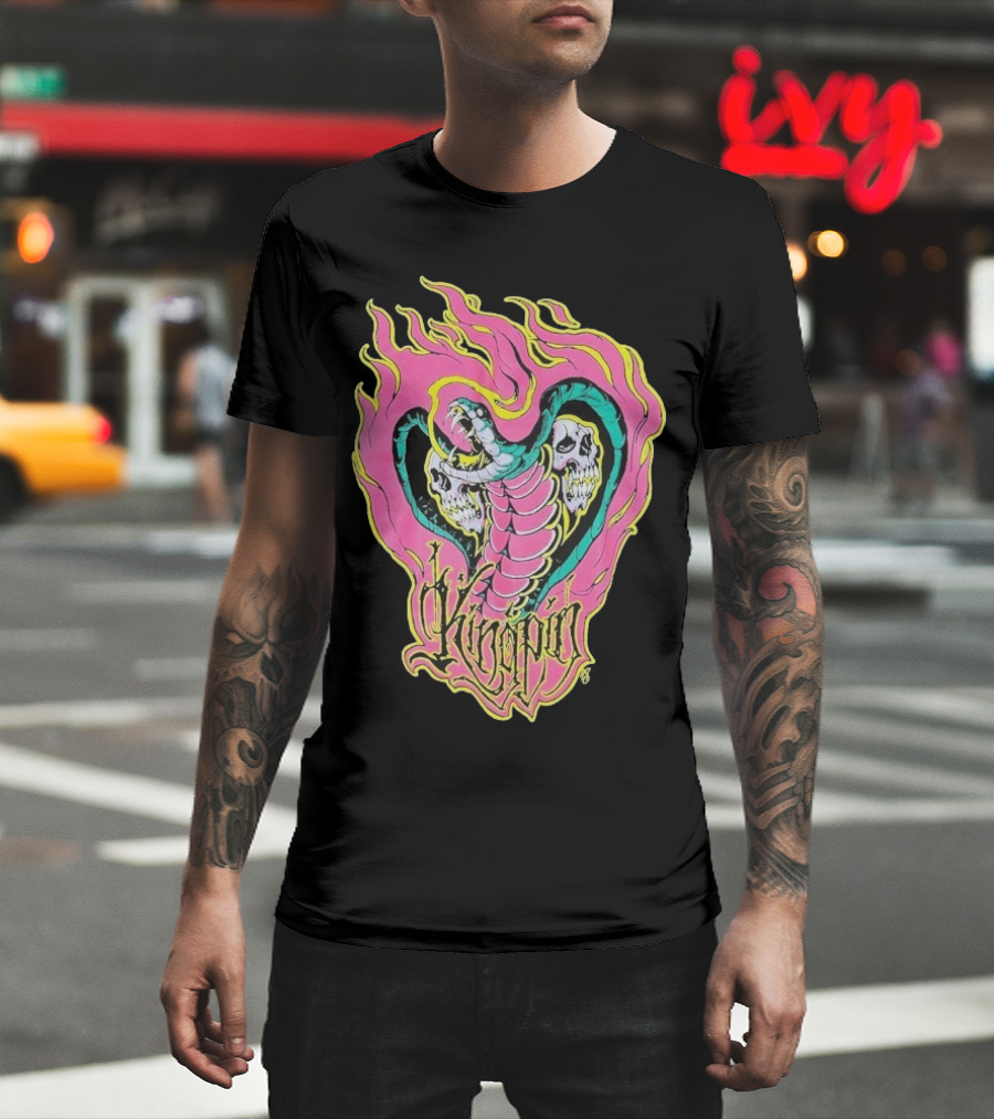 Kingpin Cobra Snake With Skulls And Flames T-Shirt
