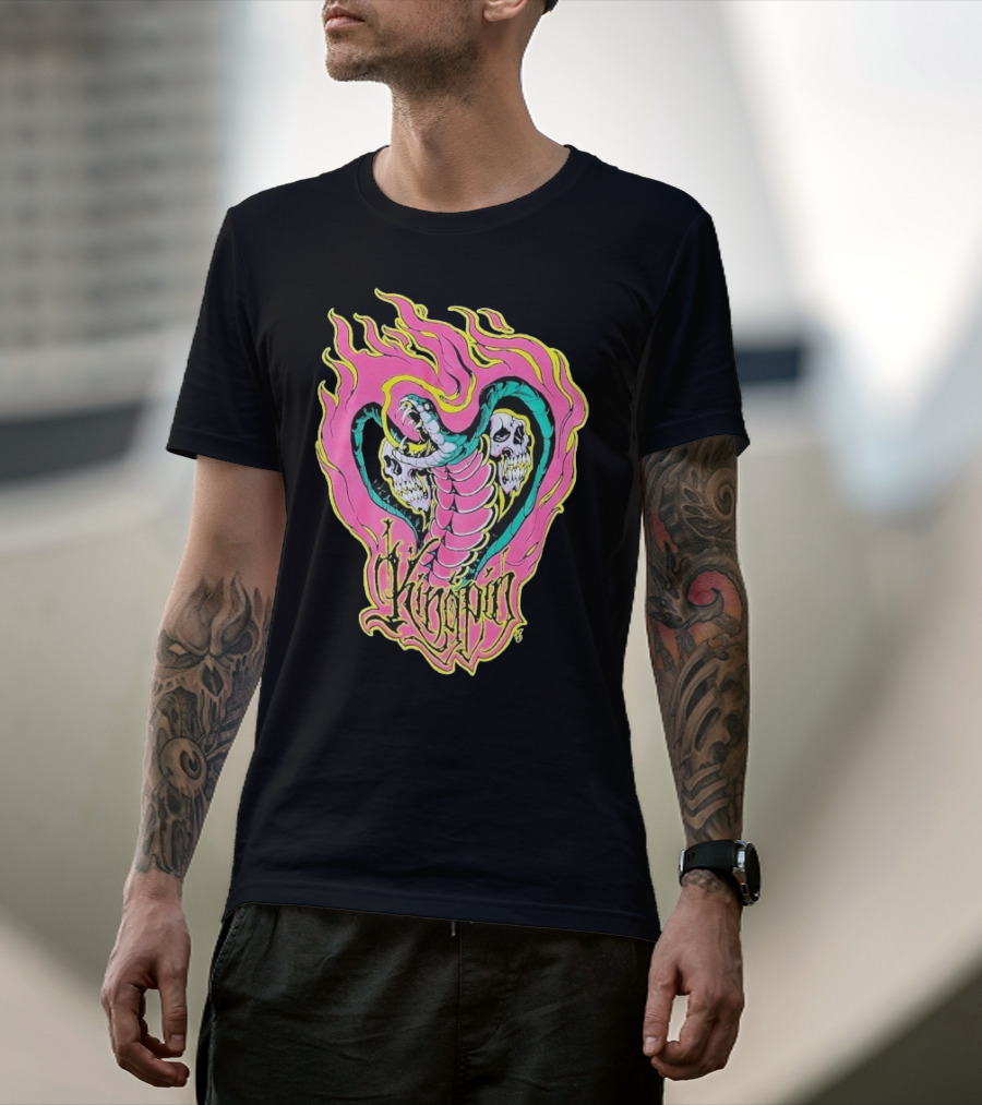 Kingpin Cobra Snake With Skulls And Flames T-Shirt