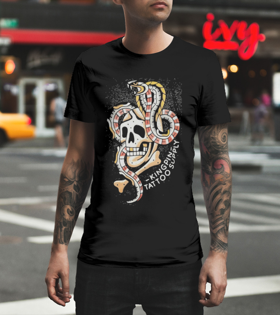 Kingpin Tattoo Supply Year Of The Snake Skull Vintage Style Graphic T-Shirt