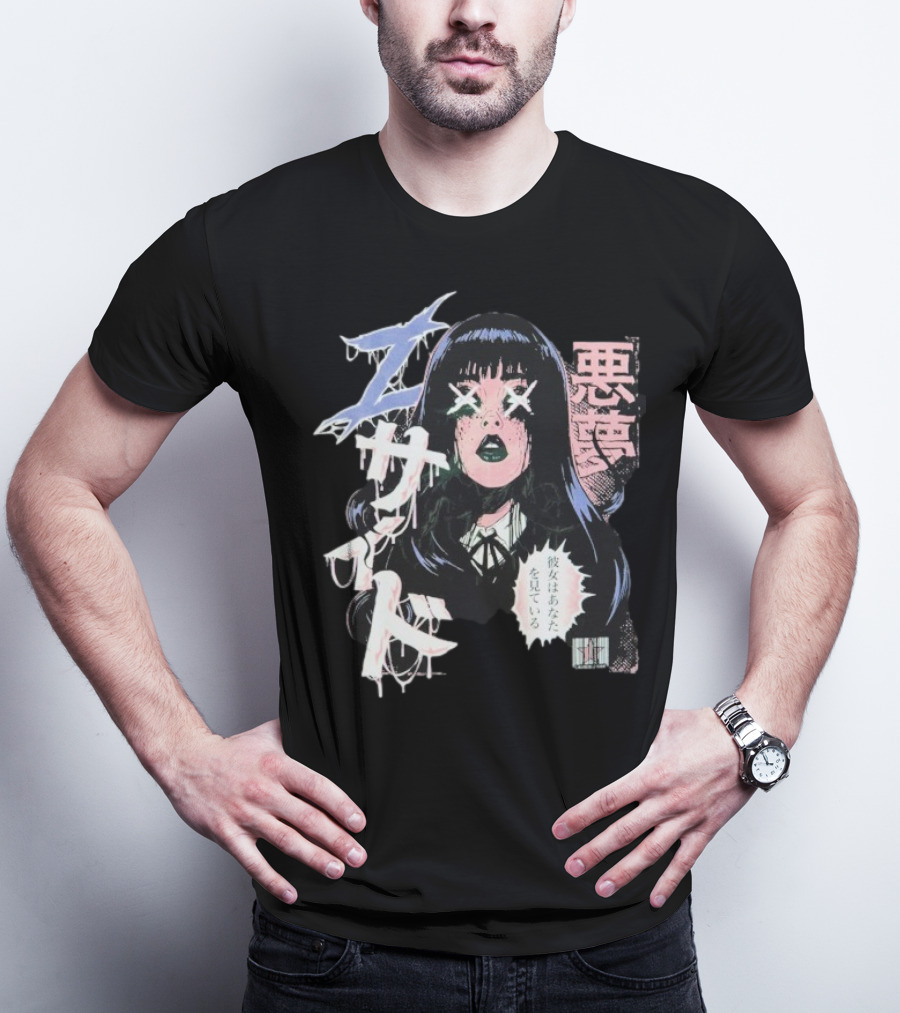 Laurenzside Spooky Japanese Horror Manga Style T-Shirt