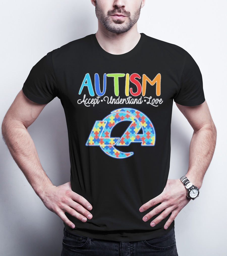 Los Angeles Rams Autism Accept Understand Love Puzzle Rams T-Shirt