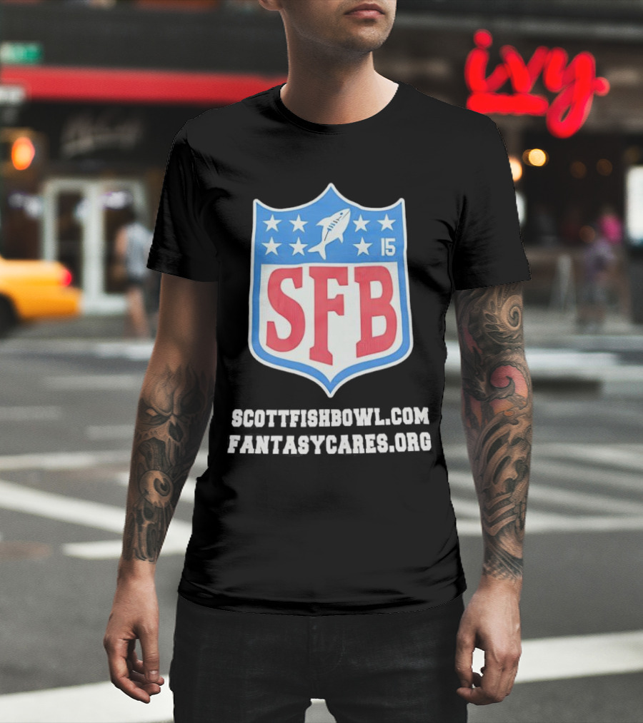 Scott Fish Bowl 15 SFB FantasyCares NFL Shield T-Shirt