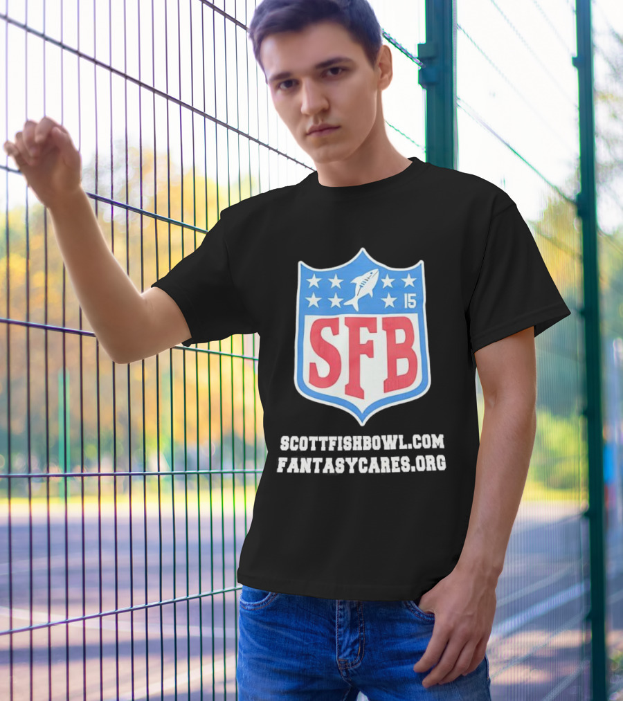 Scott Fish Bowl 15 SFB FantasyCares NFL Shield T-Shirt