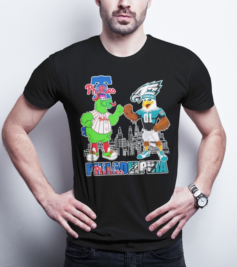 Phillie Phanatic Philadelphia Phillies Swoop Eagles Skyline Philadelphia T-Shirt