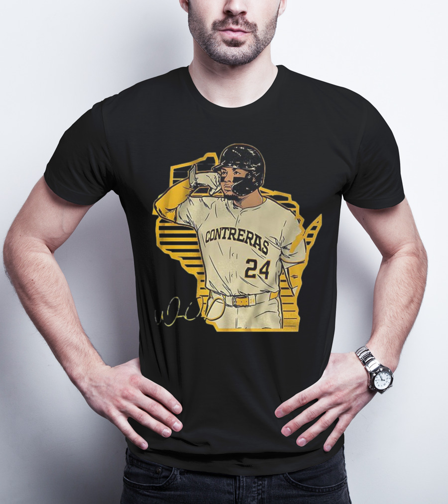William Contreras Milwaukee Brewers Number 24 Call The 'Pen Signature T-Shirt