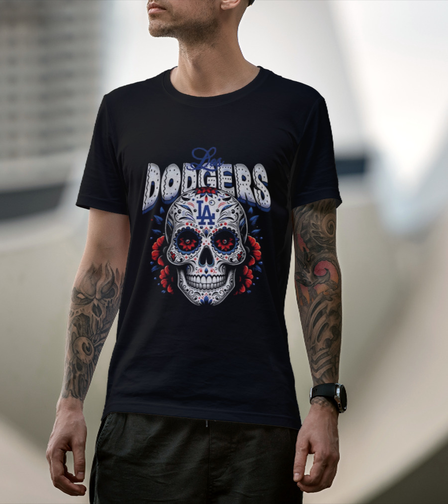 Los Angeles Dodgers Sugar Skull Día De Los Muertos 2025 World Series MLB T-Shirt