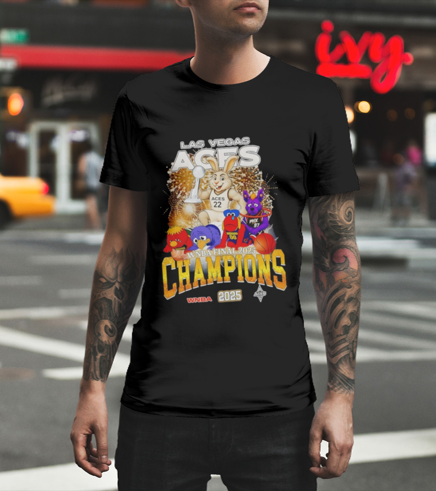 Las Vegas Aces 2025 WNBA Final Champions Phoenix Indiana Seattle Mascot T-Shirt