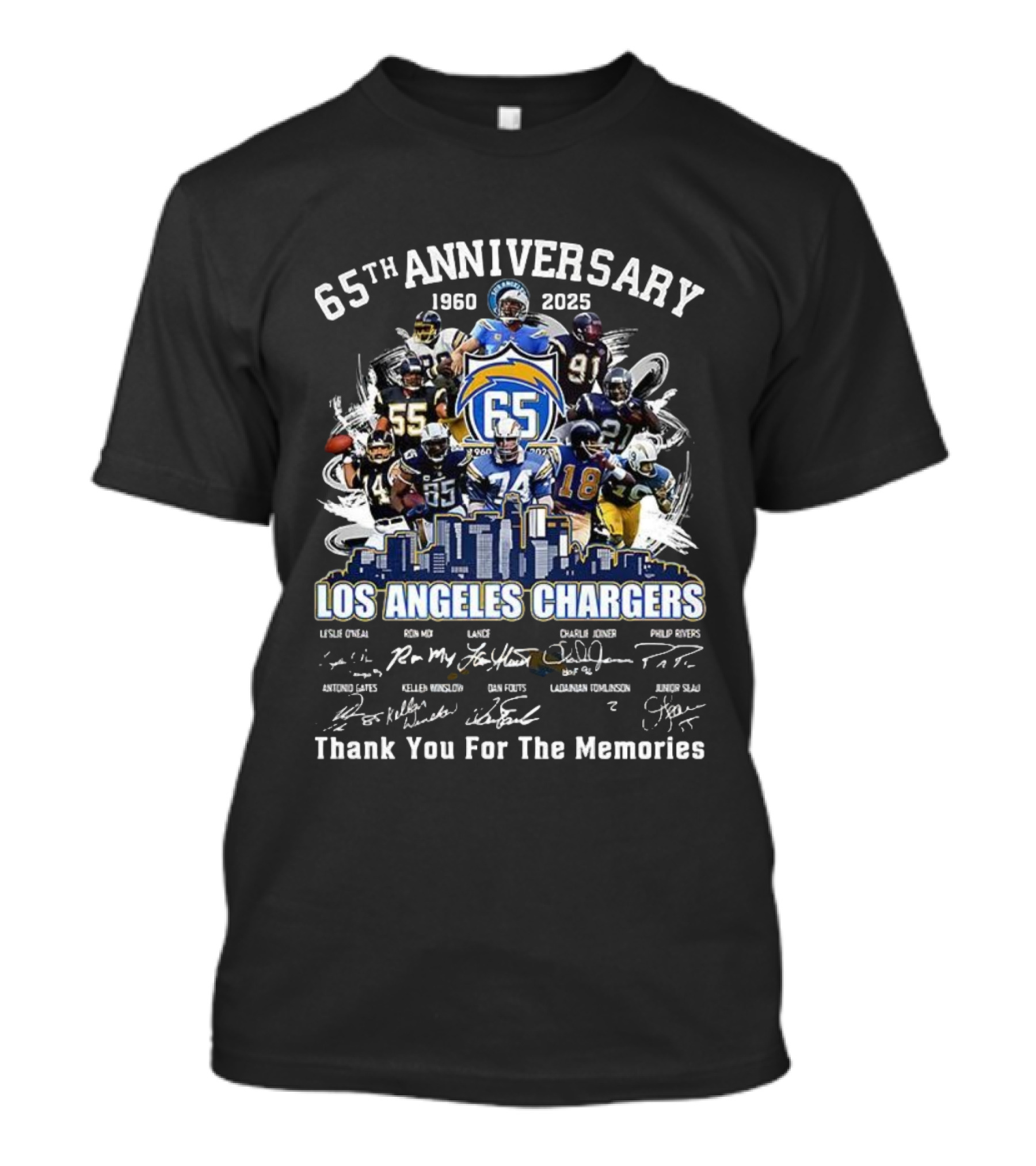 Los Angeles Chargers 65th Anniversary 1960 2025 Thank You For The Memories T-Shirt
