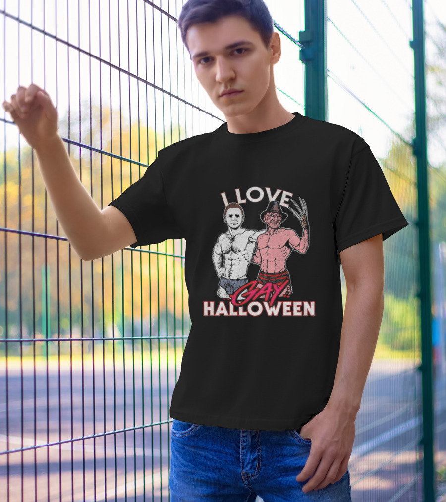 I Love Gay Halloween Michael Myers Freddy Krueger T-Shirt