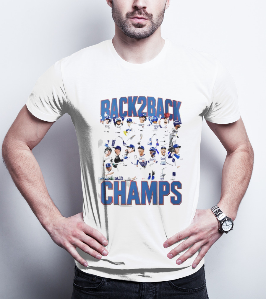 Back 2 Back LA Dodgers Champs Team Celebration T-Shirt