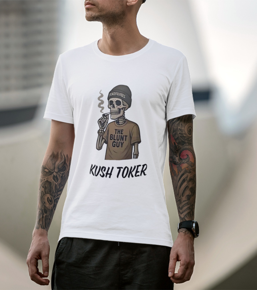 Kush Toker Skeleton Smoking The Blunt Guy T-Shirt
