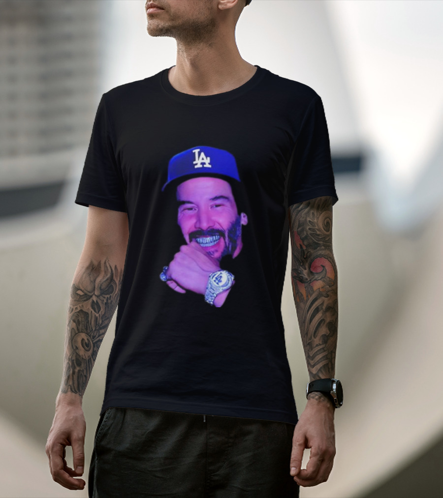 LA Dodgers Keanu Reeves Diamond Grill Bling T-Shirt