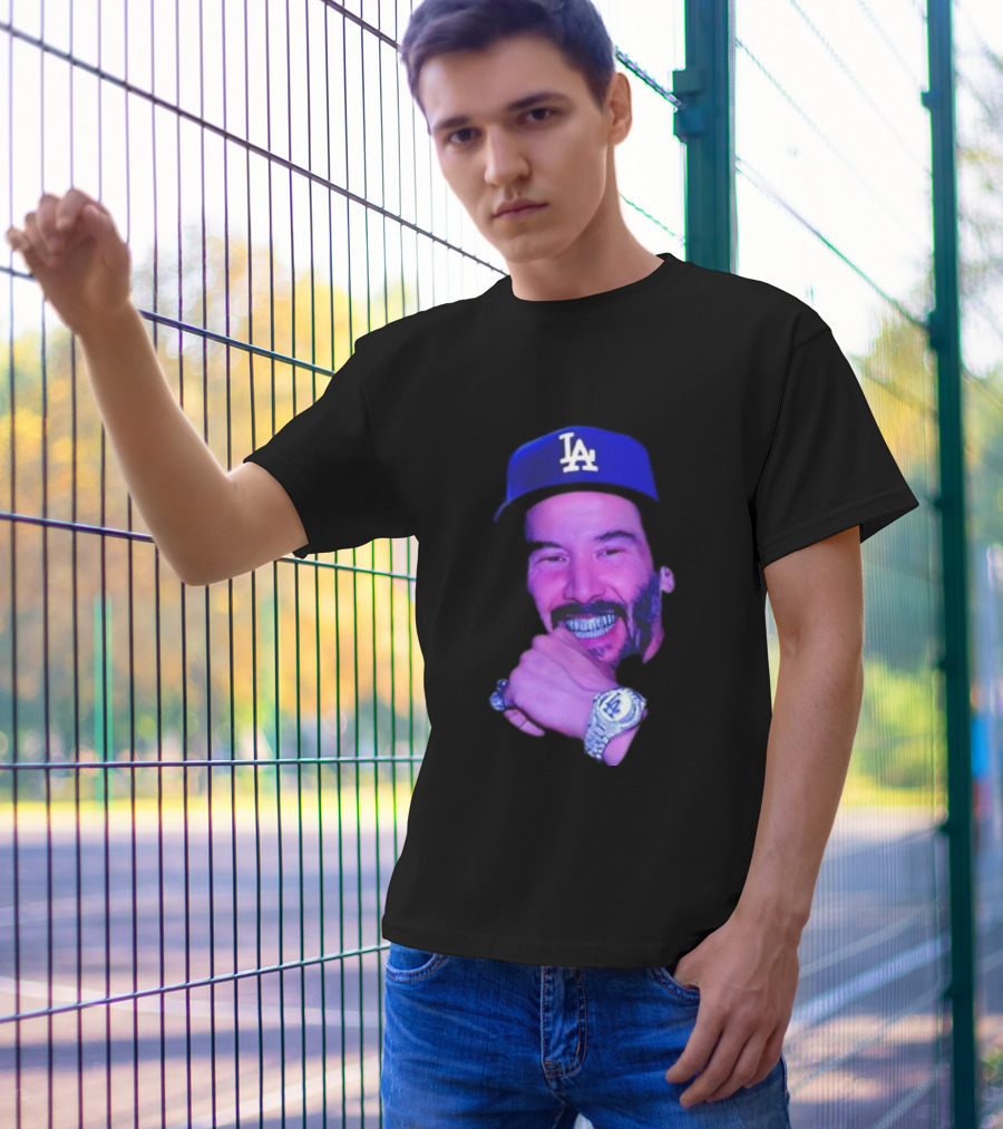 LA Dodgers Keanu Reeves Diamond Grill Bling T-Shirt