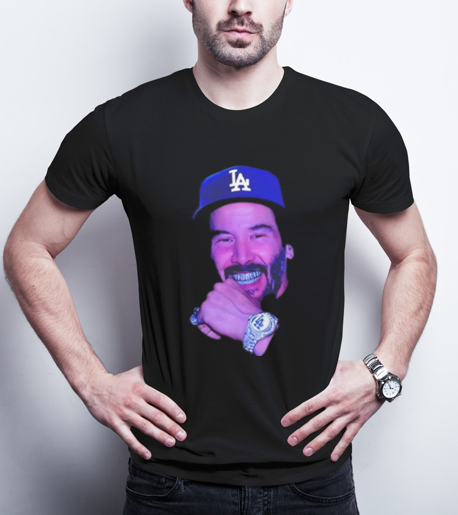 LA Dodgers Keanu Reeves Diamond Grill Bling T-Shirt