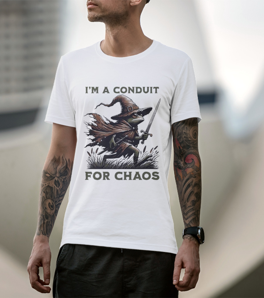 I'm A Conduit For Chaos Frog Wizard Sword T-Shirt