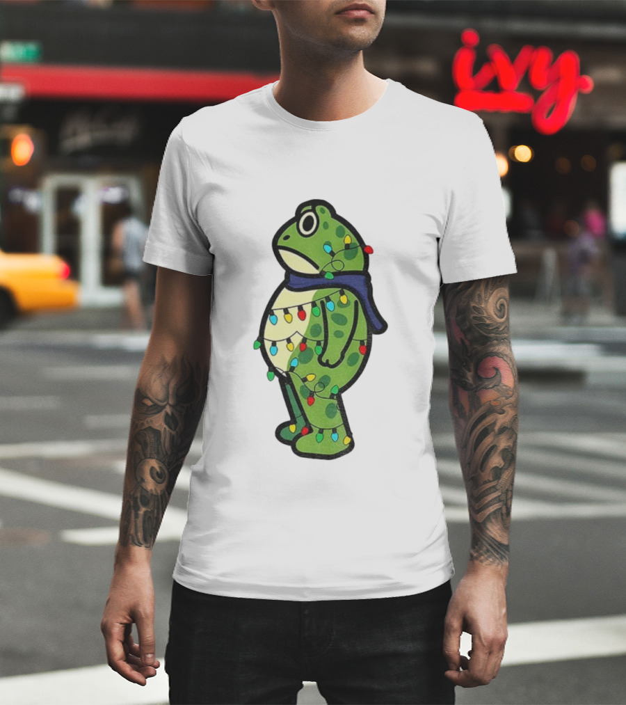 Political Portland Frog Merry Resistmas Christmas Lights Holiday T-Shirt
