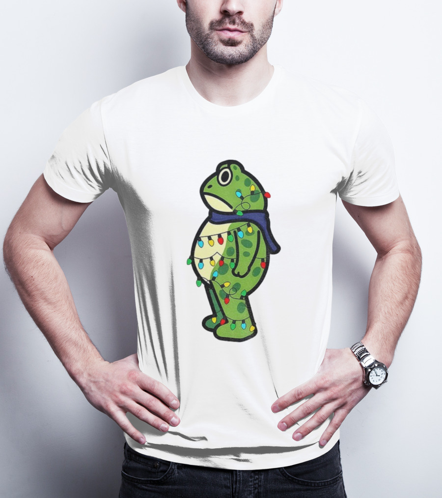 Political Portland Frog Merry Resistmas Christmas Lights Holiday T-Shirt