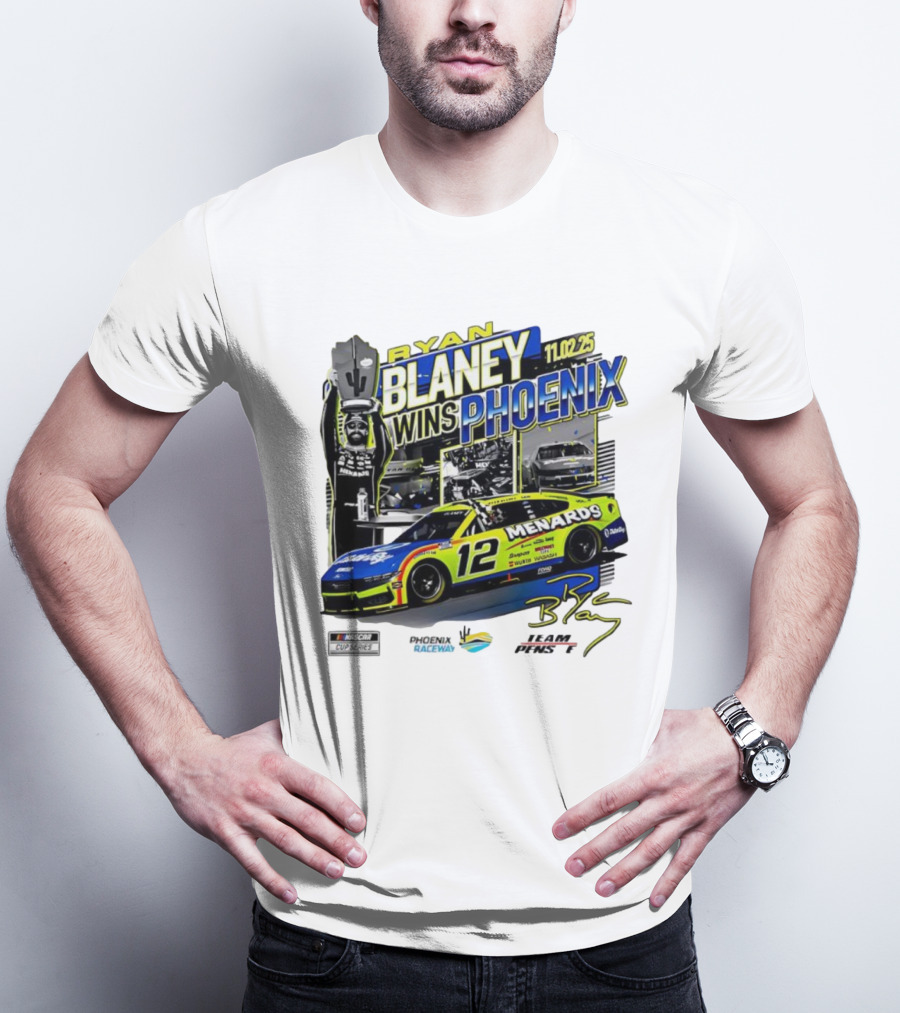 Ryan Blaney Wins Phoenix 11.02.25 NASCAR Cup Series Menards 12 Car Championship Race Phoenix Raceway T-Shirt