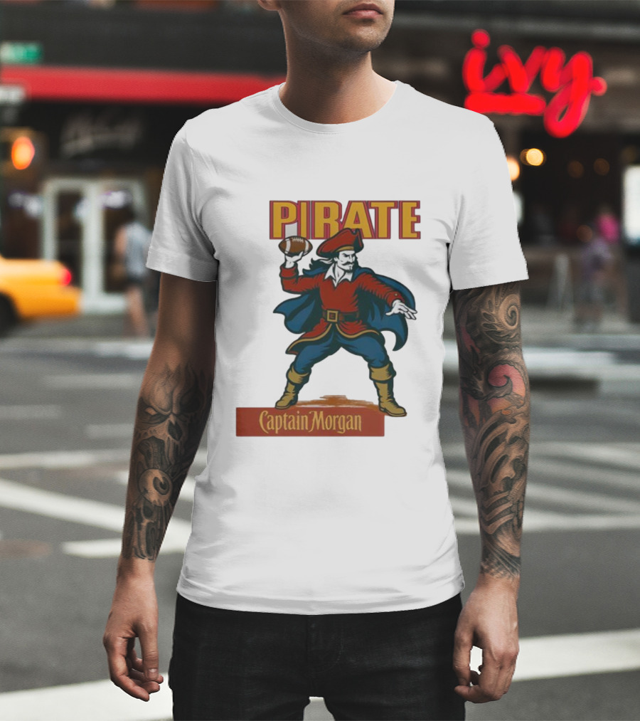 Captain Morgan Pirate Football Throwback T-Shirt